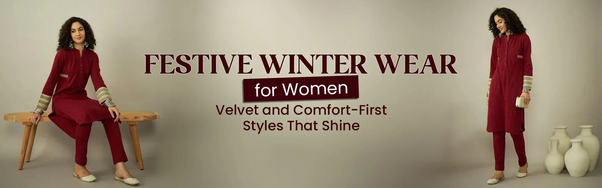 Festive Winter Wear for Women: Velvet & Knitted Styles by STADO.